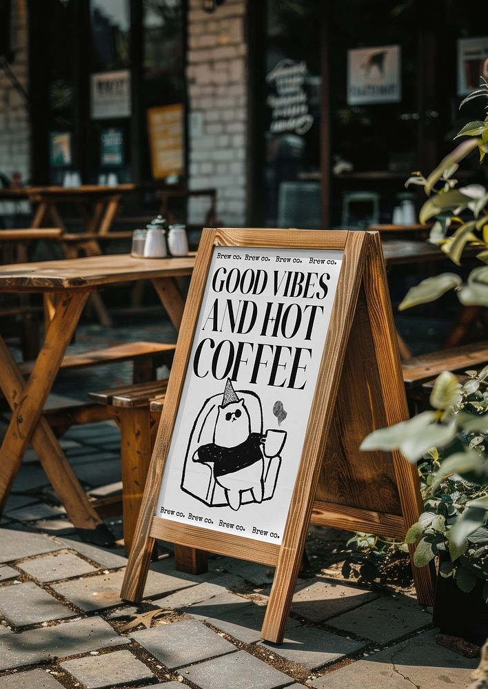 Outdoor coffee shop a-frame sign | Premium PSD Mockup - rawpixel