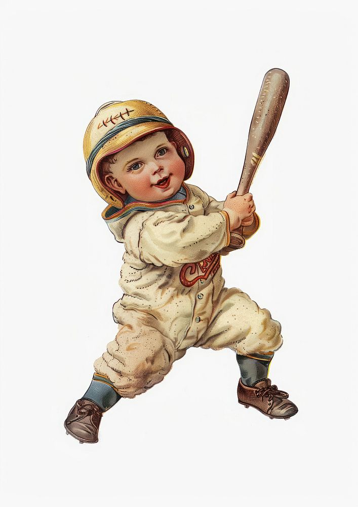 Vintage baby baseball player illustration | Free Photo Illustration ...