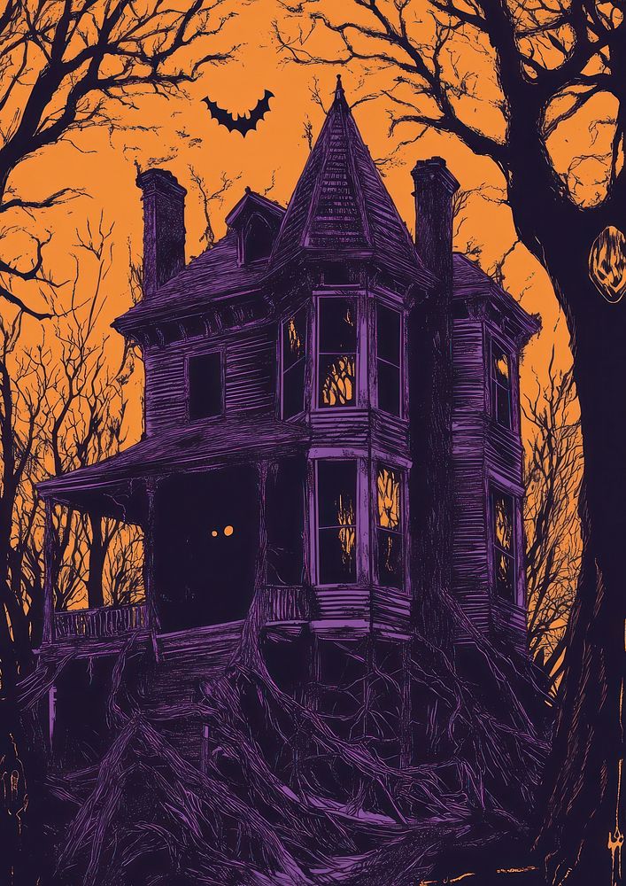 Haunted house wood architecture illustration | Premium Photo ...