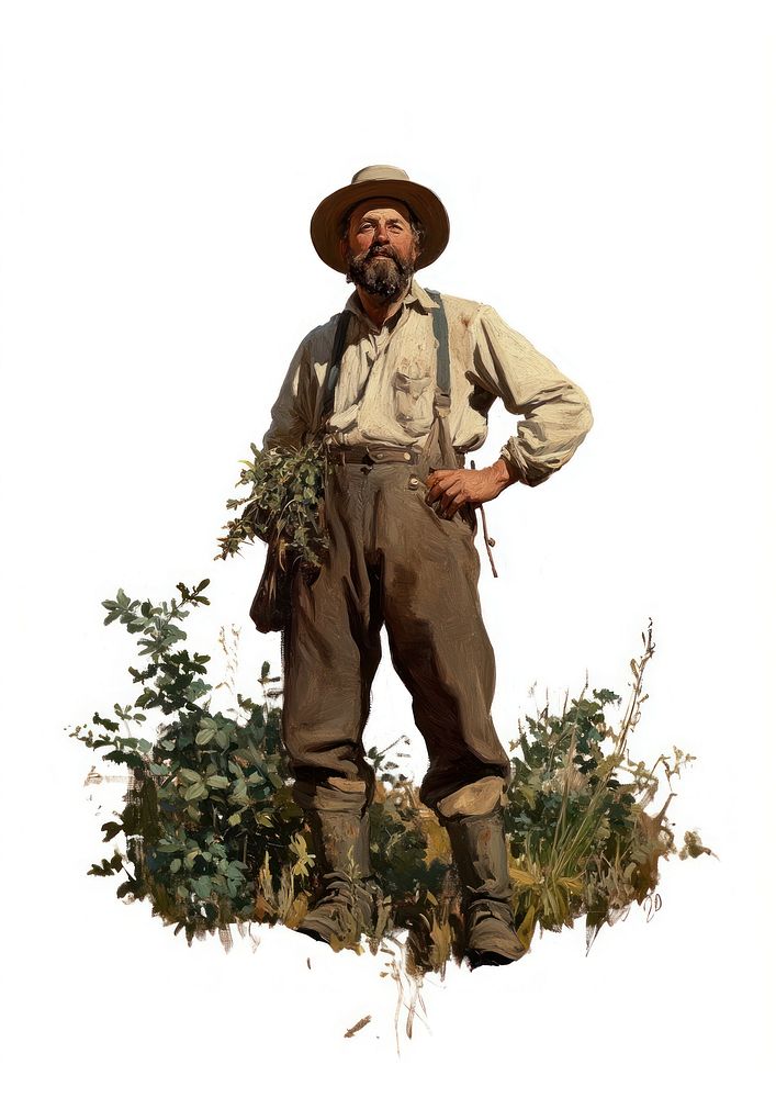 Rugged farmer with plant illustration | Free Photo Illustration - rawpixel