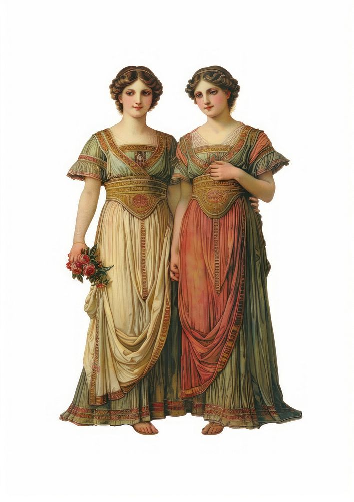 Vintage classical art twin sisters | Free Photo Illustration - rawpixel