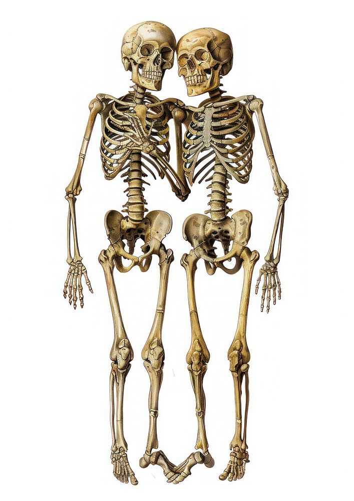 Two skeletons standing together. | Free Photo Illustration - rawpixel