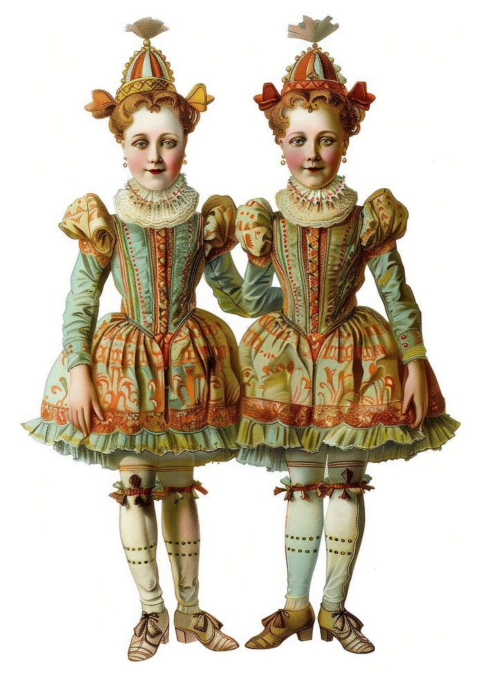 Vintage twin circus performers illustration | Free Photo Illustration ...