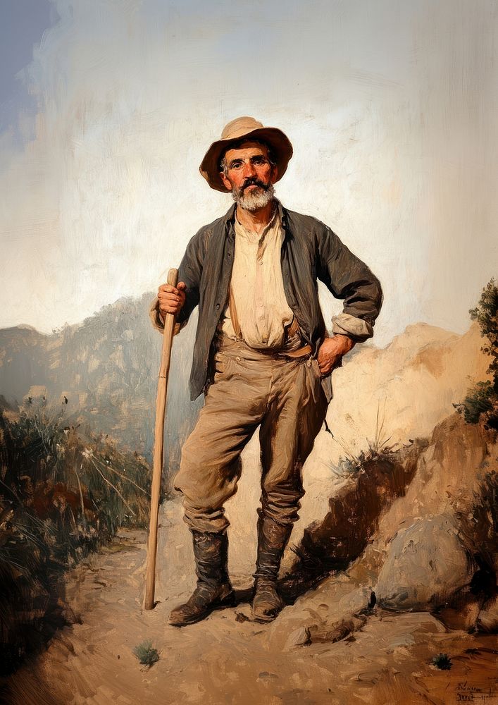 Vintage painting of rugged explorer | Free Photo Illustration - rawpixel