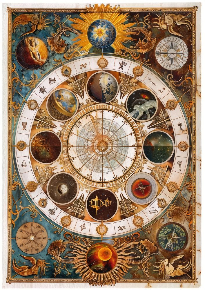 Intricate celestial zodiac chart illustration | Free Photo Illustration ...