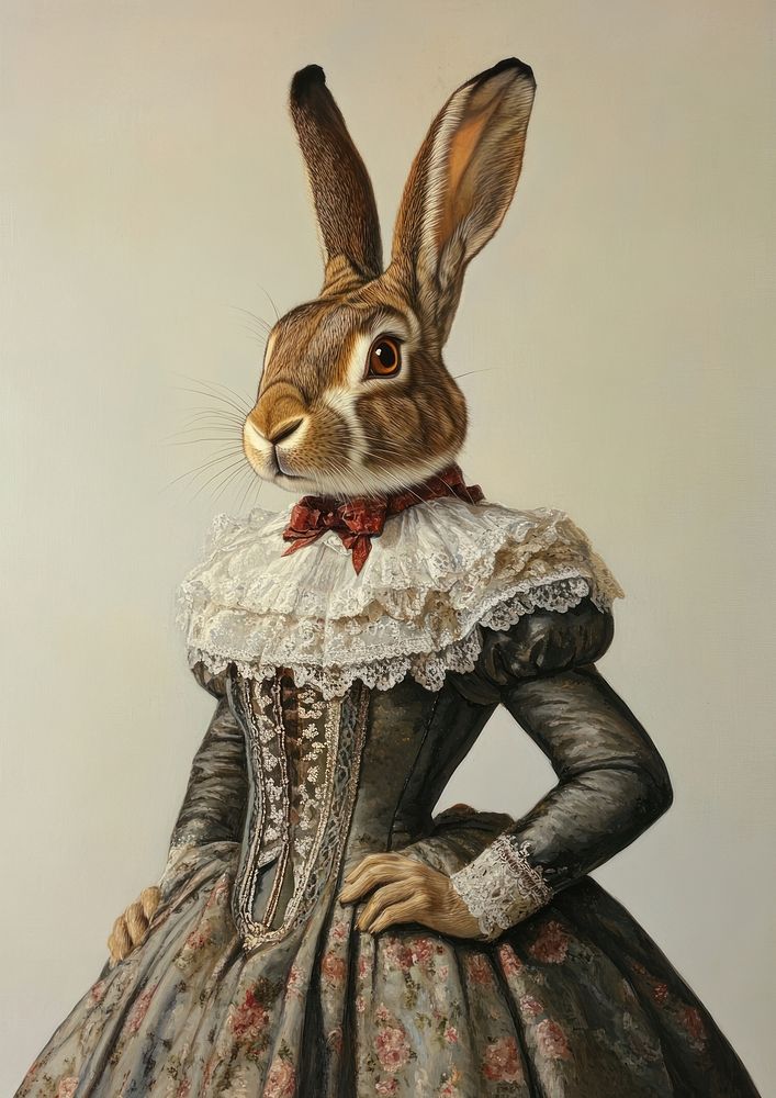 Belgian Hare wearing Las Meninas | Free Photo Illustration - rawpixel