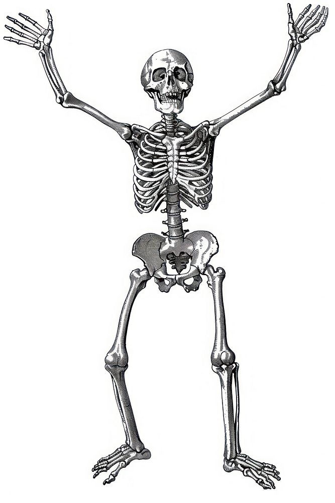 Human skeleton with raised arms | Free Photo Illustration - rawpixel