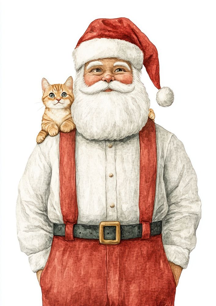 cute Santa Claus cat illustration | Free Photo Illustration - rawpixel