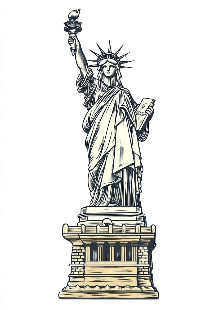 statue liberty illustration drawing style. | Free Photo Illustration ...