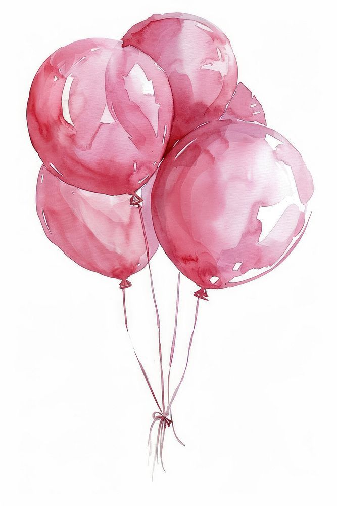 Pink balloons watercolor illustration hand-painted. | Free Photo ...