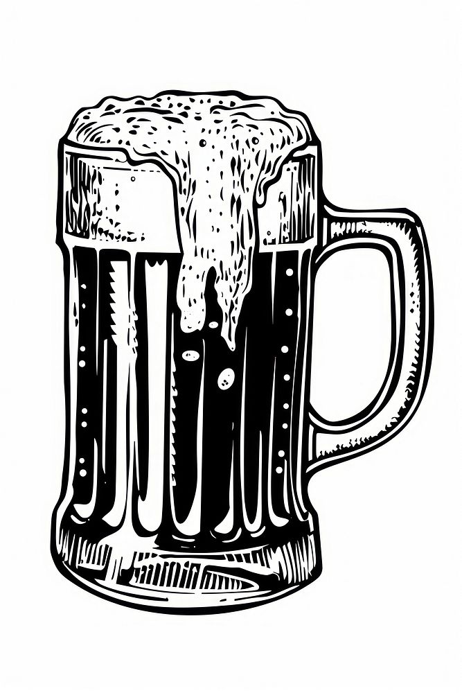 Detailed frothy beer mug illustration | Free Photo Illustration - rawpixel