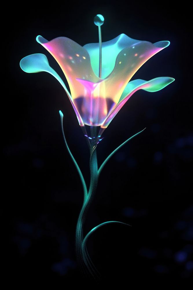Fantasy plant flower glow neon. | Free Photo Illustration - rawpixel