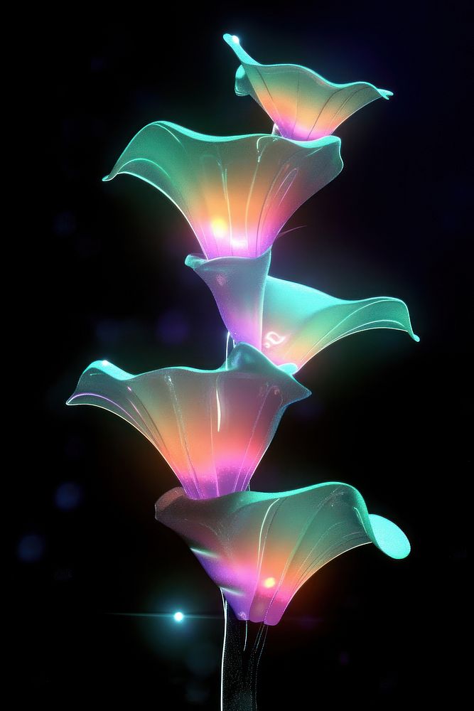 Fantasy plant flowers petals glow. | Free Photo Illustration - rawpixel