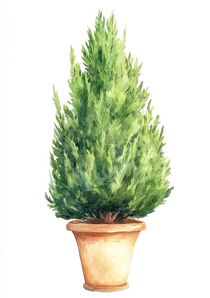 Green Thuja tree illustration watercolor | Free Photo Illustration ...