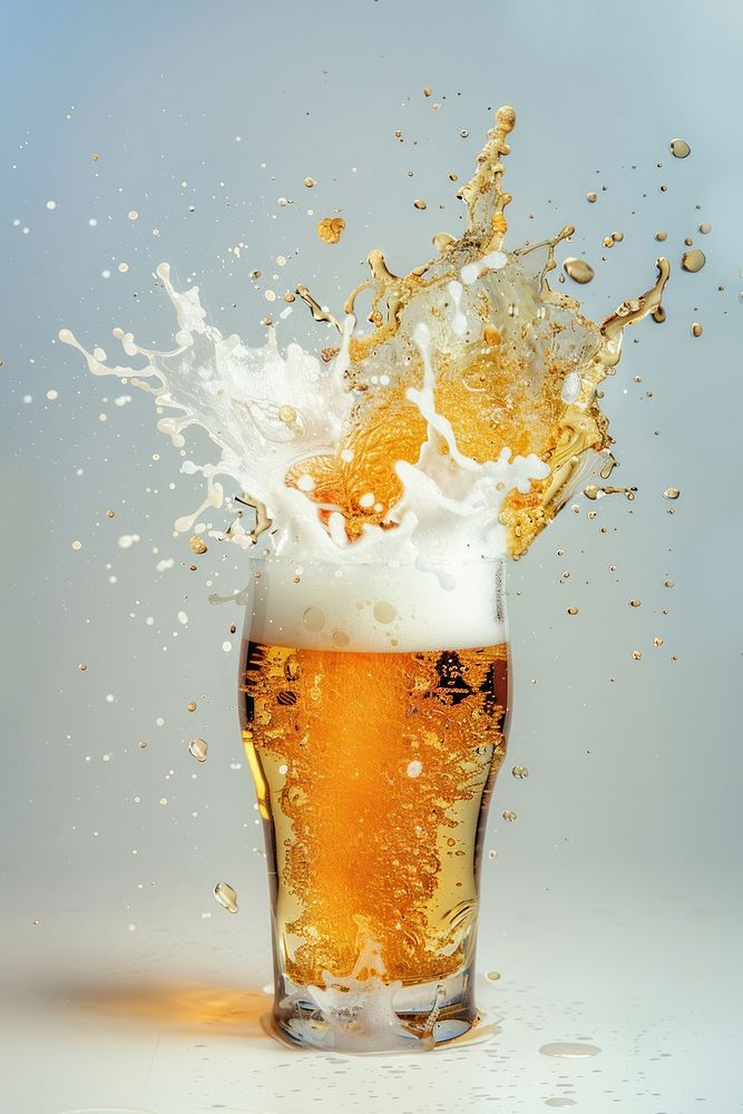 Exploding beer glass beverage splash | Free Photo - rawpixel