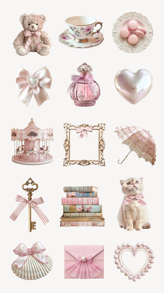 Pink coquette design element set | Free Photo - rawpixel
