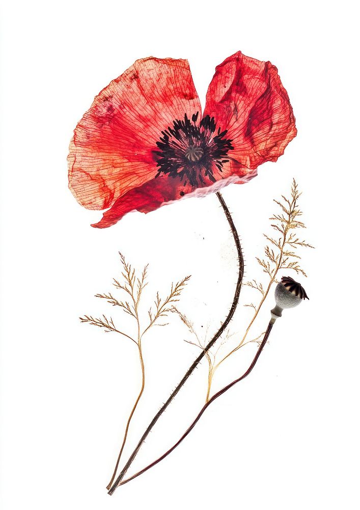 Pressed poppy flower pressed illustration. | Free Photo - rawpixel
