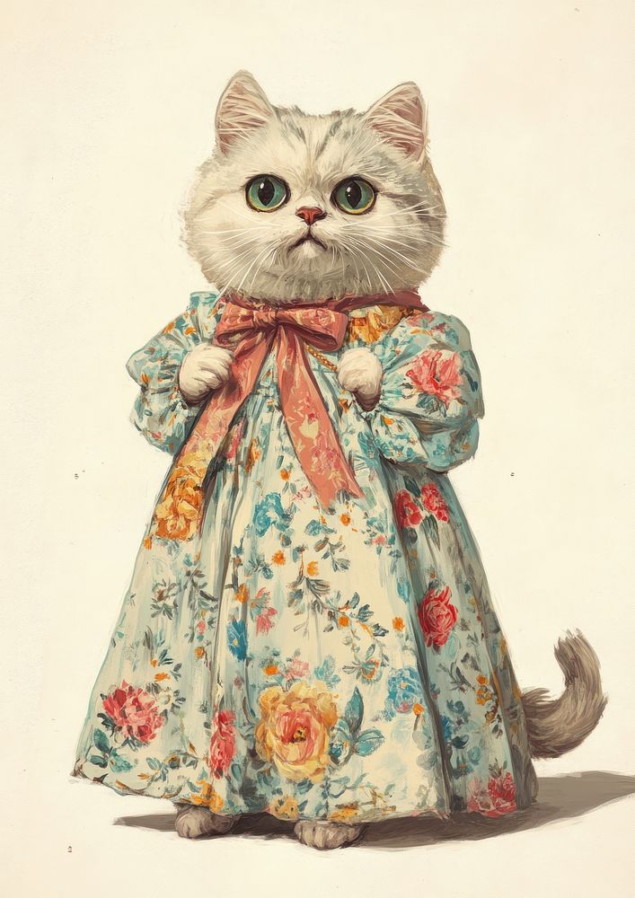 Persian cat costumes wearing Floral | Free Photo Illustration - rawpixel
