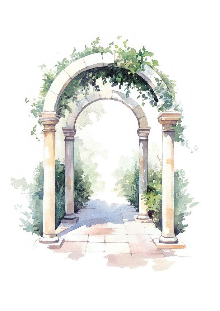 Garden Arches arch art illustration. | Free Photo Illustration - rawpixel