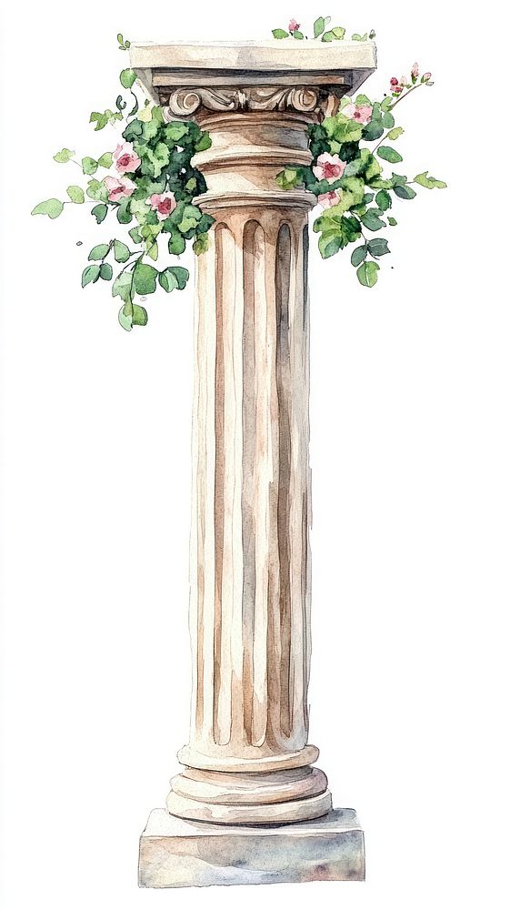 Roman pole architecture illustration watercolor. | Free Photo ...