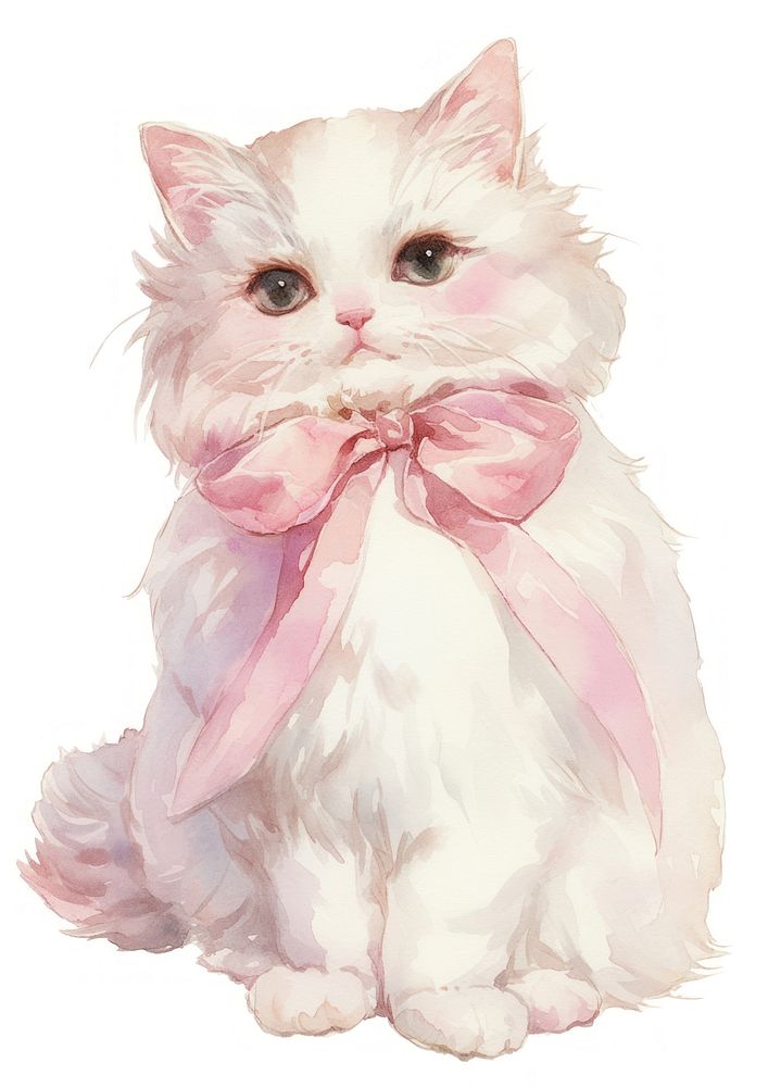 Coquette cat art illustration watercolor. | Free Photo Illustration ...