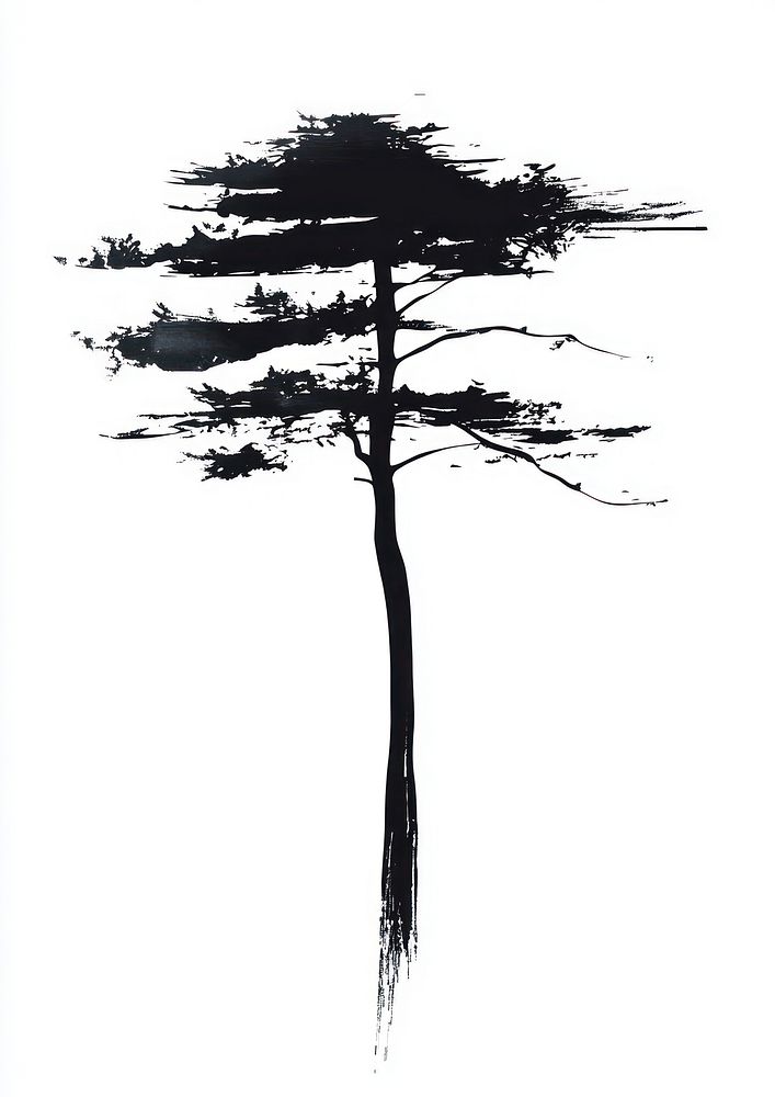 Pine tree black ink illustration. | Free Photo Illustration - rawpixel