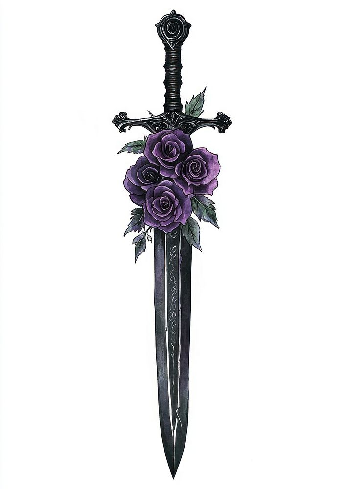 Dagger purple and black roses | Free Photo Illustration - rawpixel