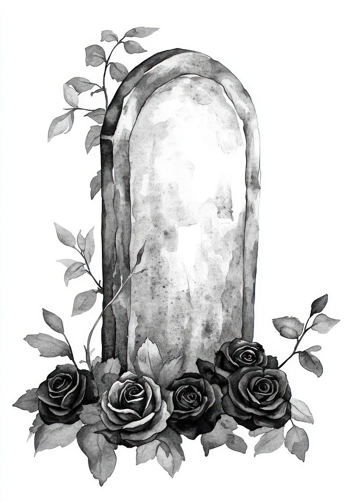 Gravestone Black roses gravestone art | Free Photo Illustration - rawpixel