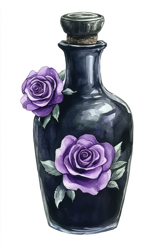 Poison Bottle purple roses illustration | Free Photo Illustration ...