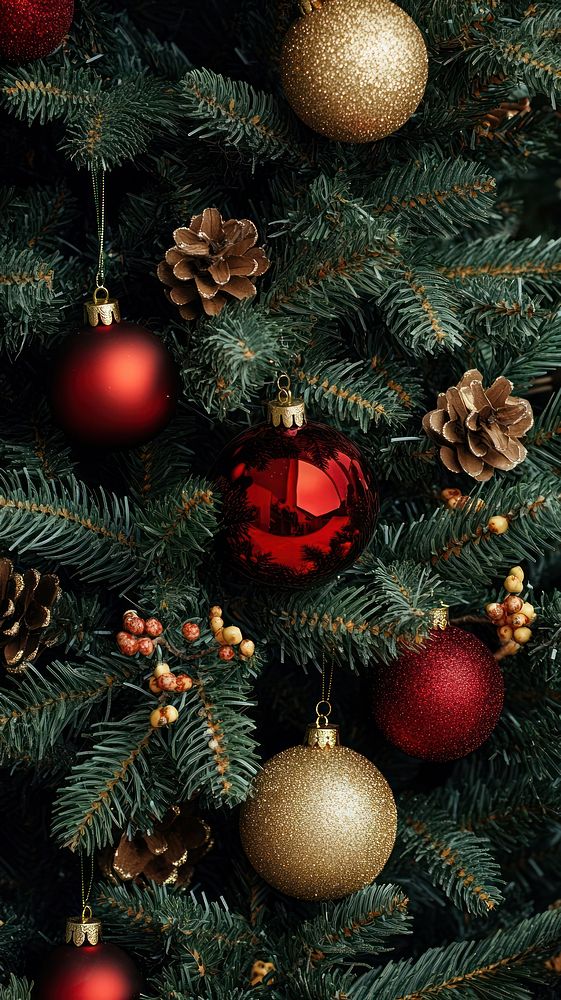 Christmas tree red and gold | Free Photo - rawpixel