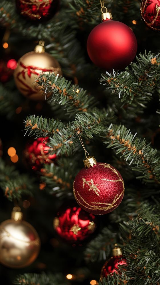 Christmas tree red and gold | Premium Photo - rawpixel