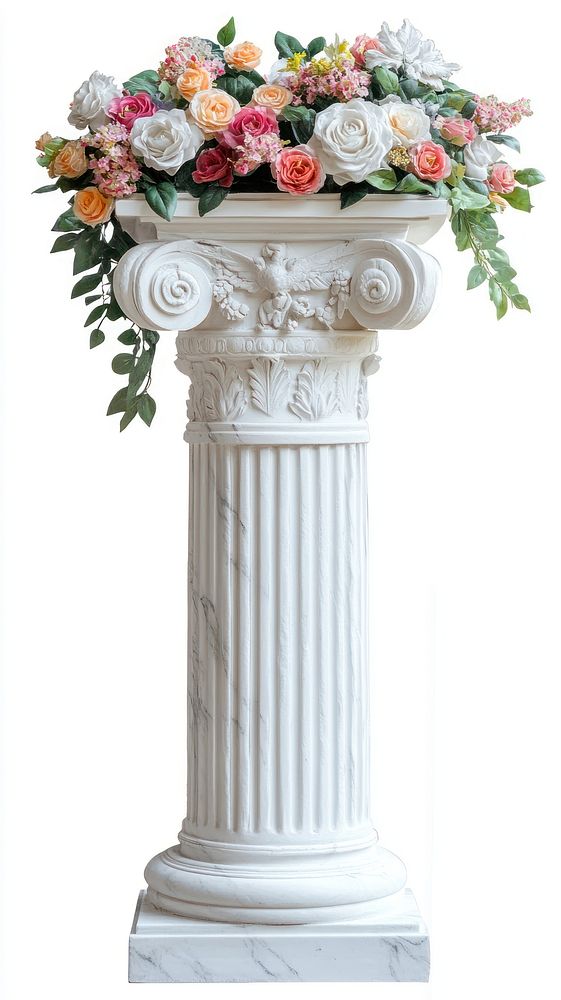 White marble Corinthian pillar flowers | Free Photo - rawpixel