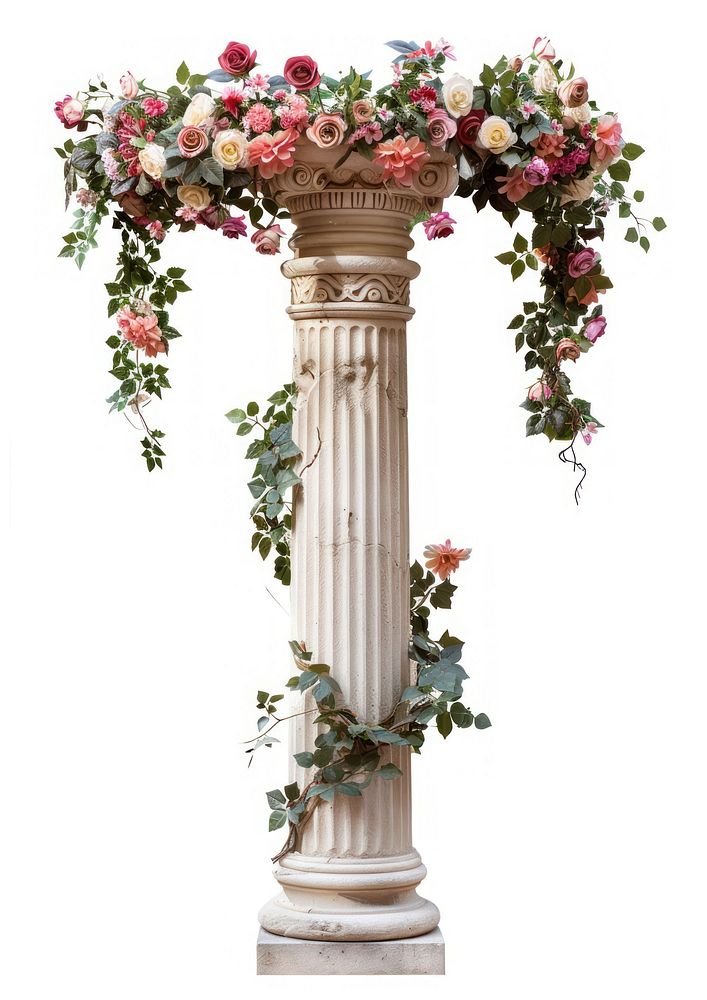 Roman columns decorated flowers wedding | Free Photo - rawpixel