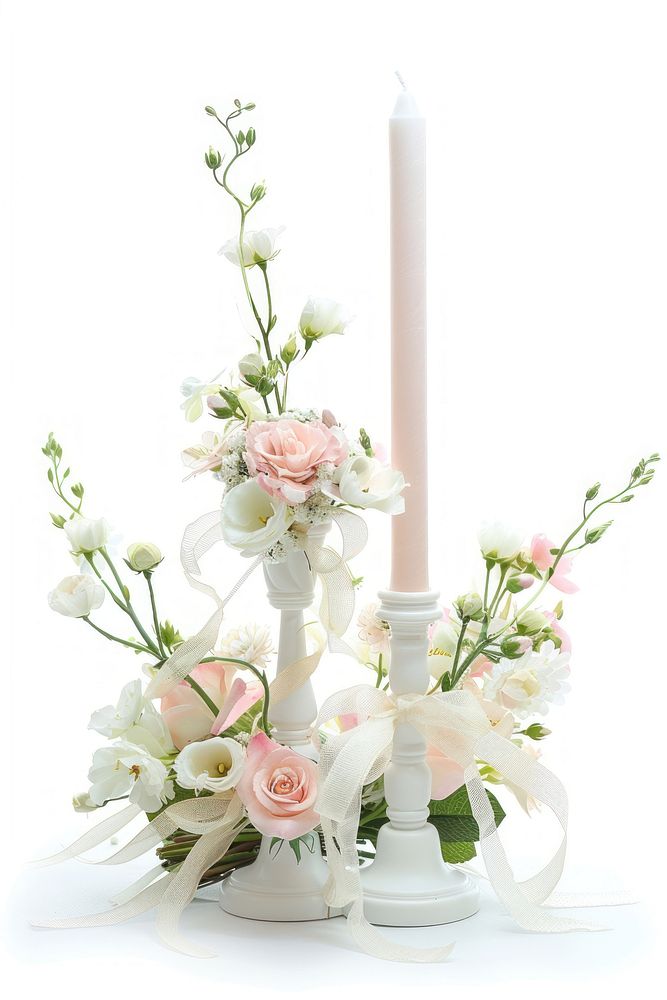Wedding white Candlestick candlestick flowers | Free Photo - rawpixel
