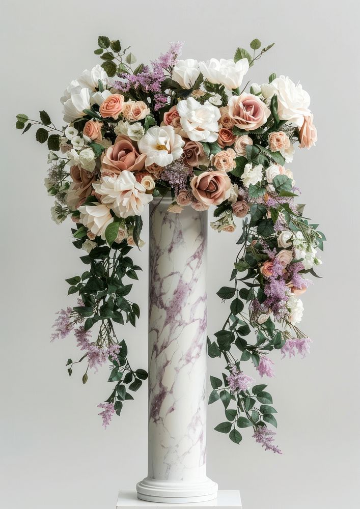 White marble pillars decorated flowers | Free Photo - rawpixel