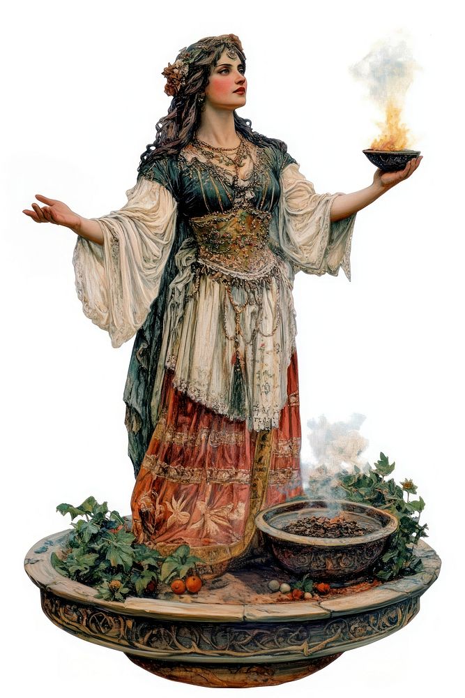 sorceress casting spell painting vintage | Free Photo - rawpixel
