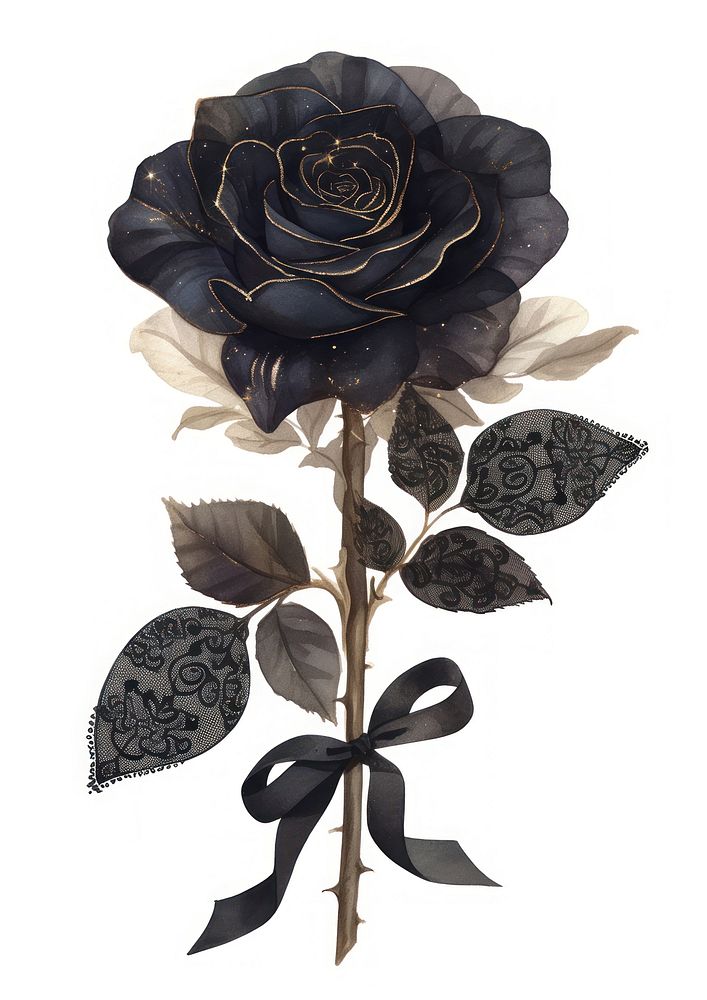 Black coquette rose art illustration | Free Photo Illustration - rawpixel