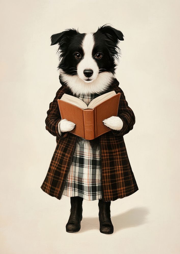 Border collie dog reading book | Free Photo Illustration - rawpixel