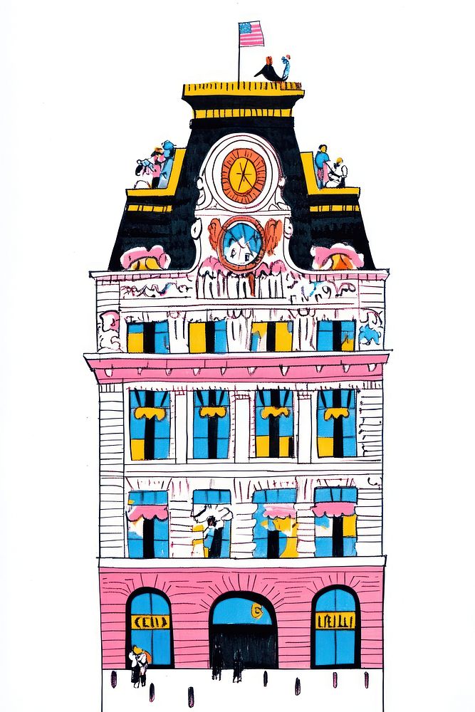 Vintage building drawing tower architectural. | Free Photo Illustration ...