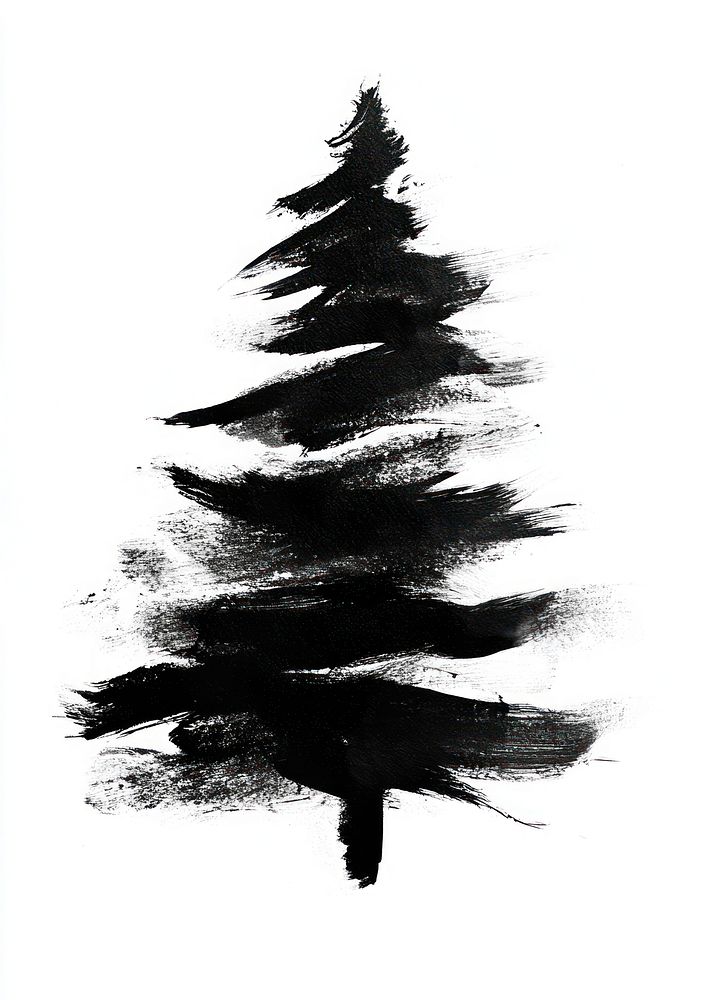 christmas tree strokes black brush. | Free Photo Illustration - rawpixel