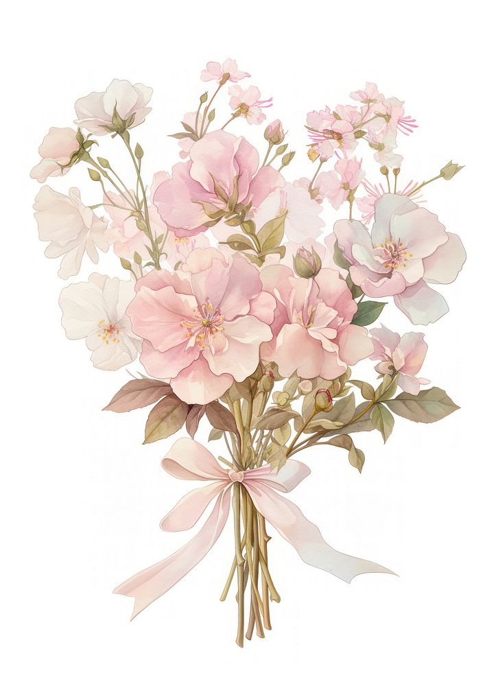 Coquette flowers art illustration watercolor. | Free Photo Illustration ...