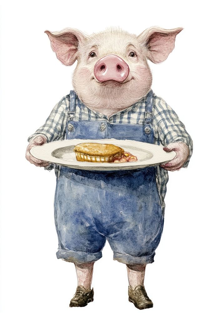 pig carry diner food dish | Free Photo Illustration - rawpixel