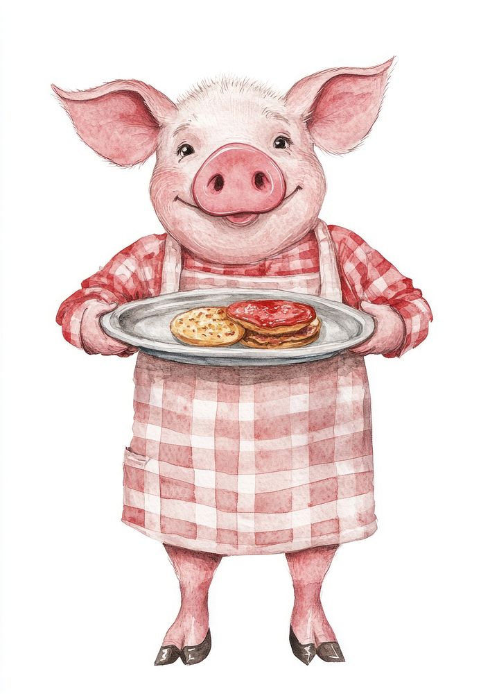 pig carry diner food dish | Free Photo Illustration - rawpixel