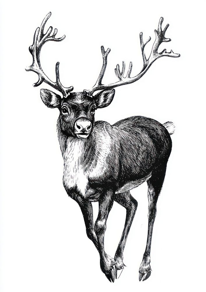 A reindeer drawing sketch illustration. | Free Photo Illustration ...