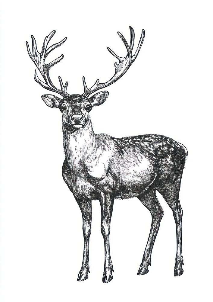 A reindeer drawing sketch illustration. | Premium Photo Illustration ...