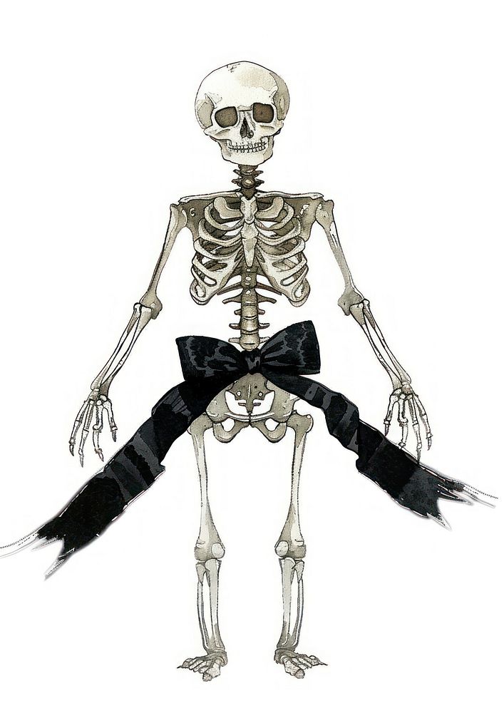 full body skeleton bow illustration | Free Photo Illustration - rawpixel