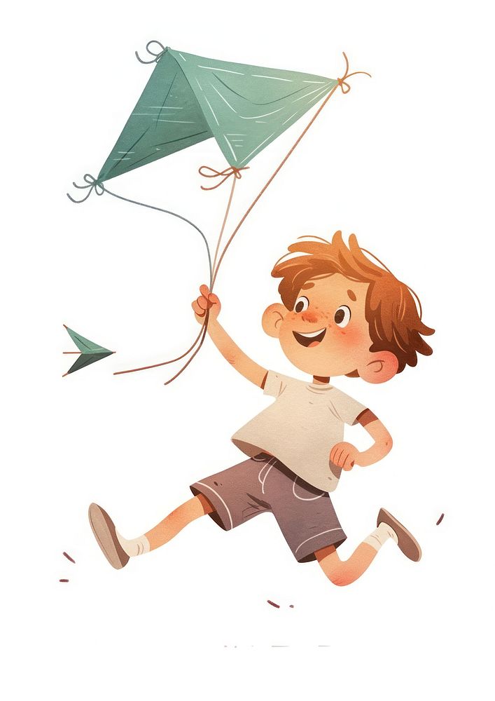 cute boy Running kite child | Free Photo Illustration - rawpixel
