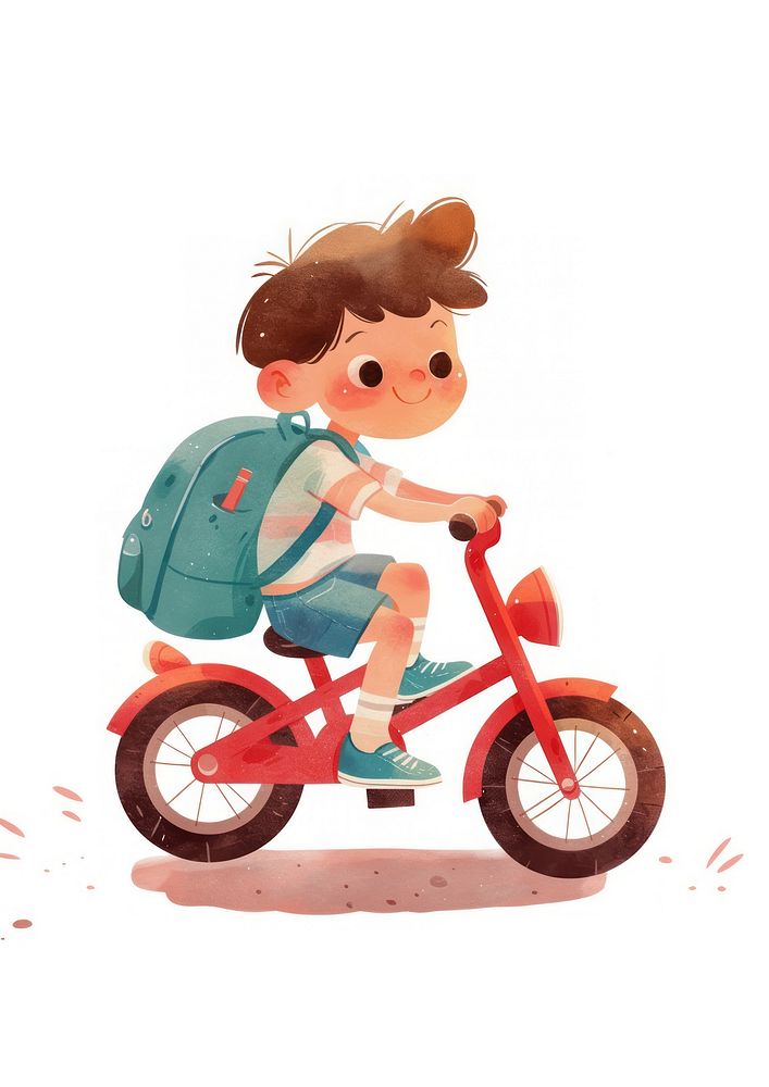 cute boy riding bike illustration | Free Photo Illustration - rawpixel