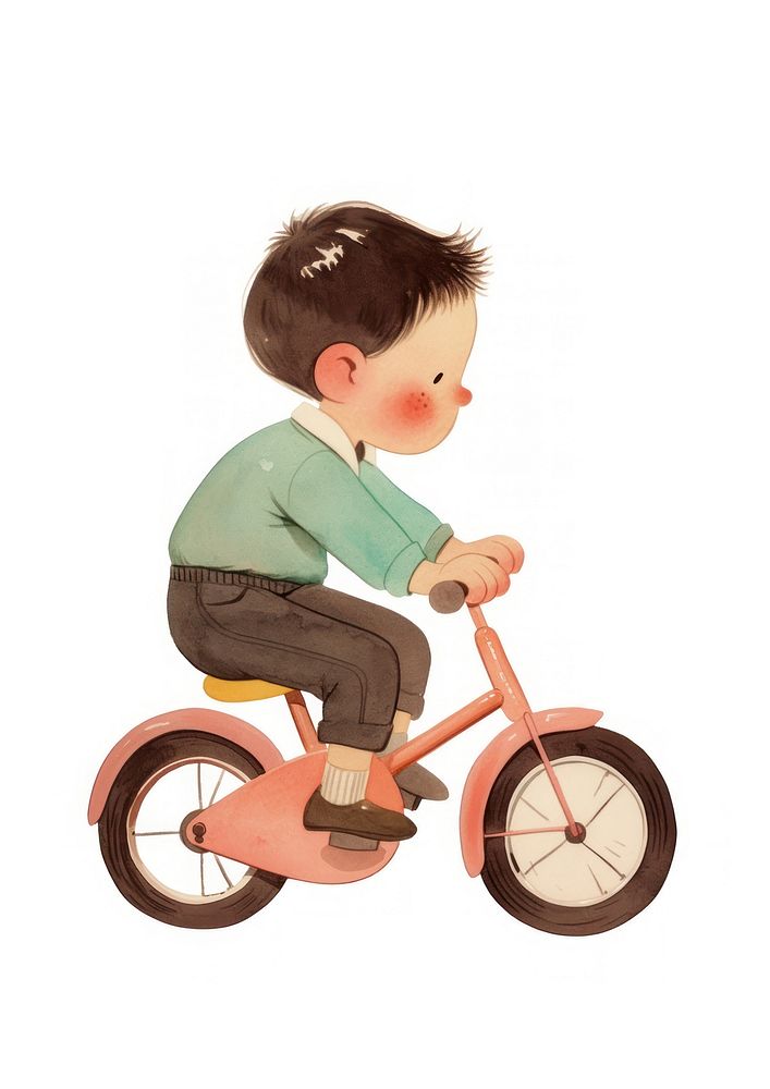 cute boy riding bike illustration | Free Photo Illustration - rawpixel