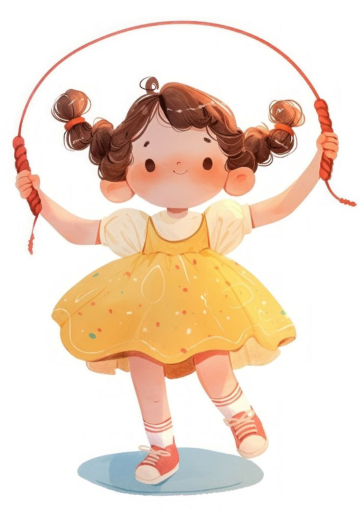 cute girl Jumping rope illustration | Free Photo Illustration - rawpixel